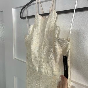Lulus | Dresses | Lulus Zenith Cream Lace Maxi Wedding Dress Cross ...